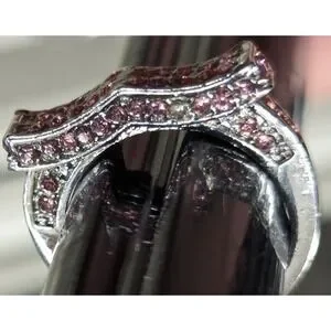 Jewelry | New Chevron Double Row Pave Pink Rhinestone Ring Size 6 ...